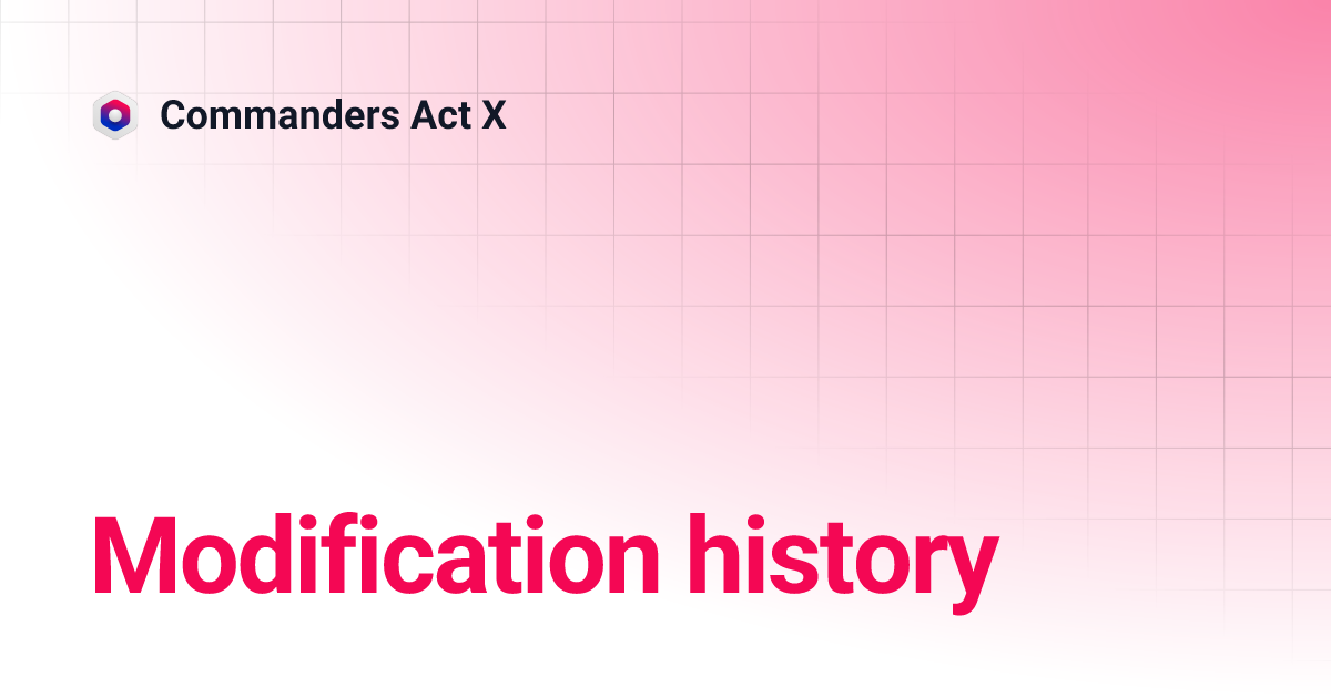 Modification history | Commanders Act X